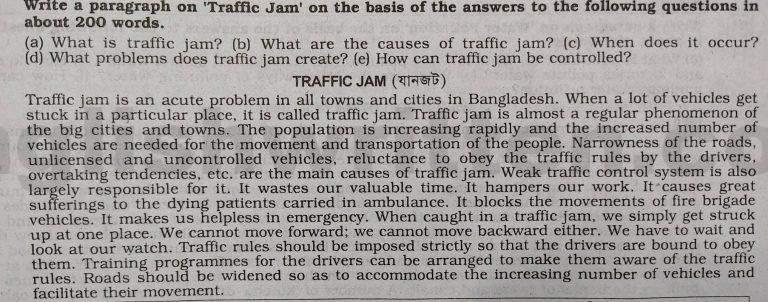 Traffic Jam Paragraph | 100-300 words for class 6,7,8, SSC