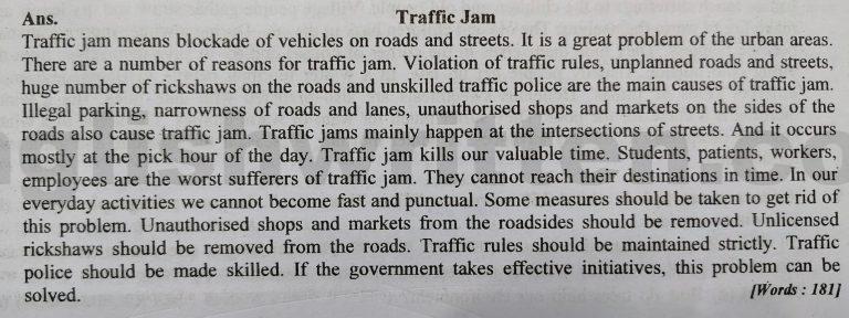 Traffic Jam Paragraph | 100-300 words for class 6,7,8, SSC