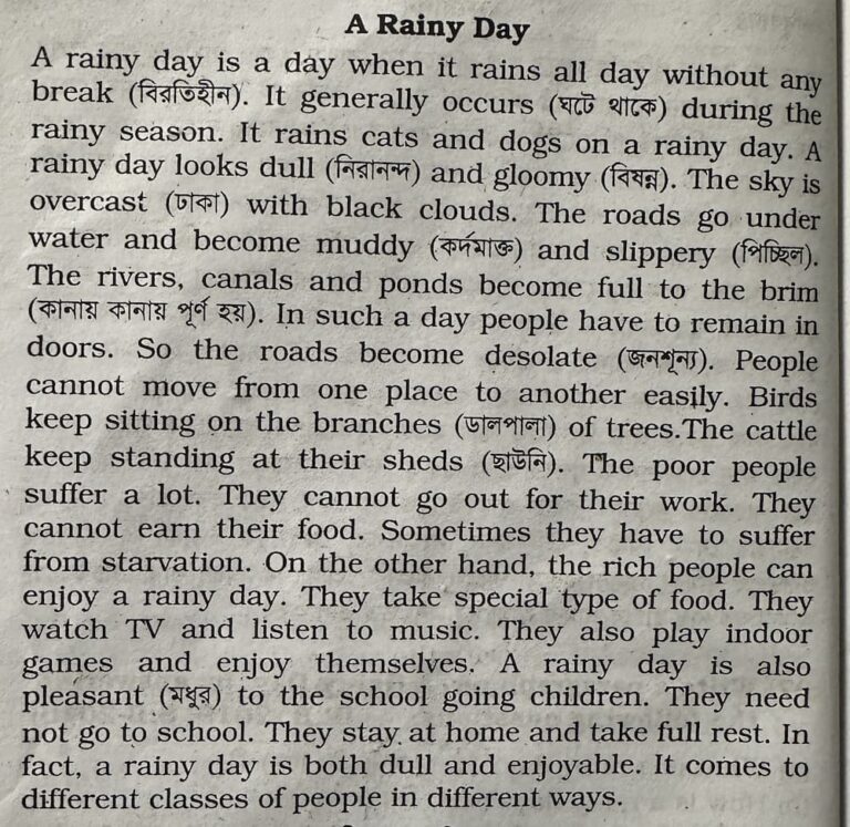 A Rainy Day Paragraph for Class 6, 7, 8, SSC and HSC