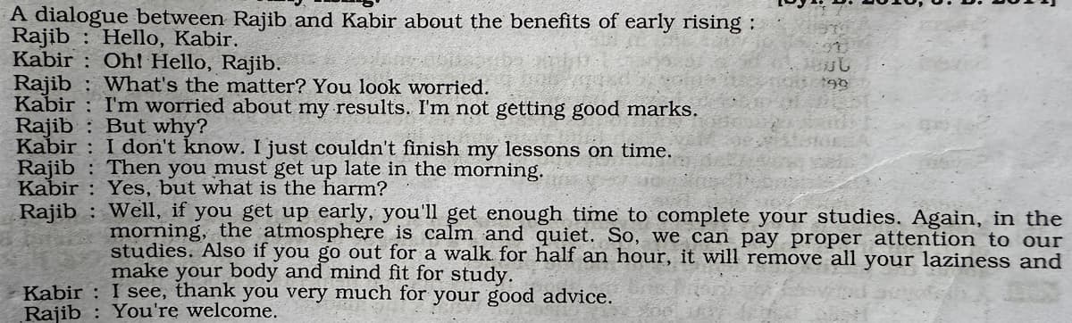 Dialogue Early Rising for Class 6, 7, 8, SSC and HSC