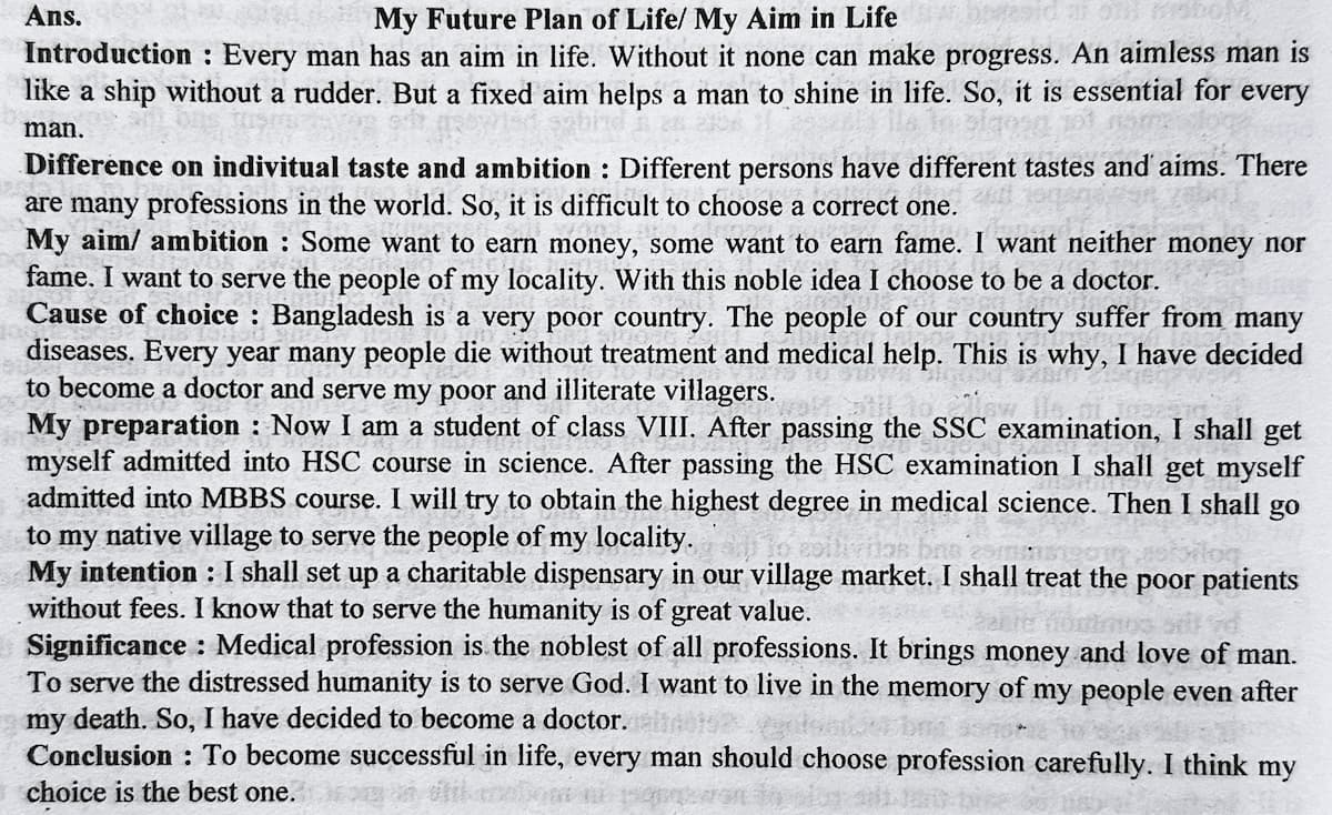 Aim in Life Composition for Class 6,7,8, SSC, HSC Students